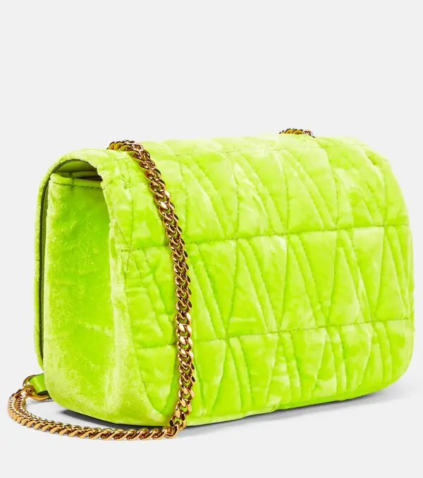 Versace Virtus Small Velvet Shoulder Bag - Orange