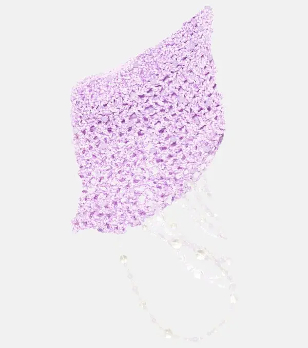 SUSAN FANG Beaded Crochet Top - Purple