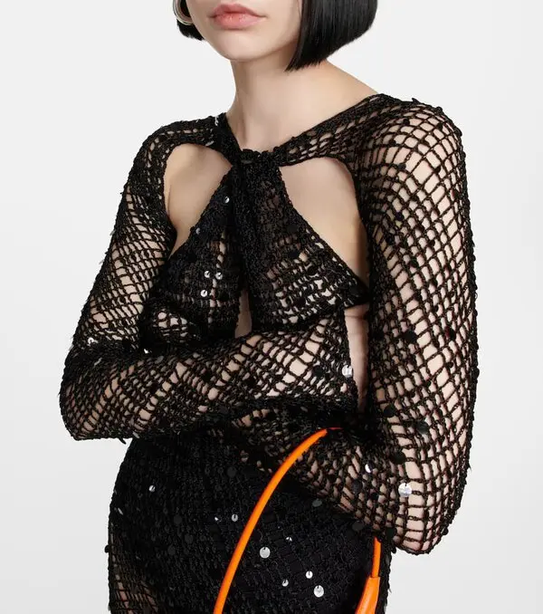 Coperni Sequin-embellished Crochet Maxi Dress