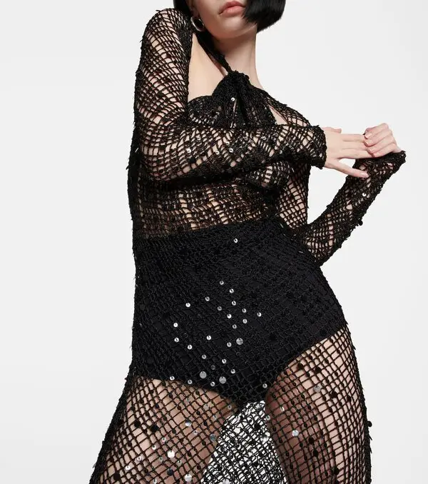 Coperni Sequin-embellished Crochet Maxi Dress