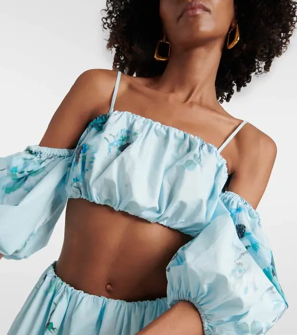 Zimmermann Lightburst Floral Cotton Crop Top