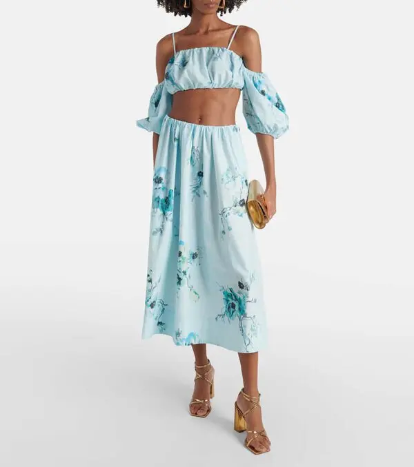 Zimmermann Lightburst Floral Cotton Crop Top