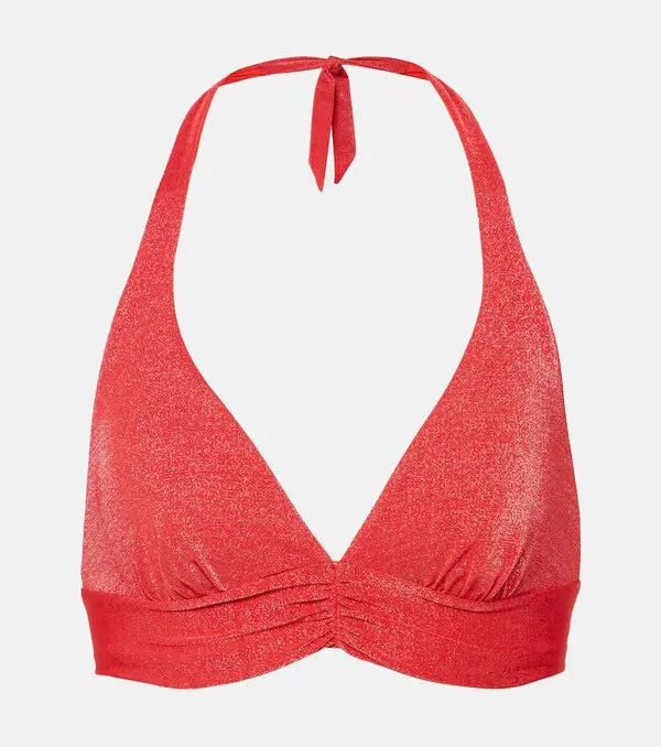 Max Mara Halterneck Lurex® Bikini Top - Red