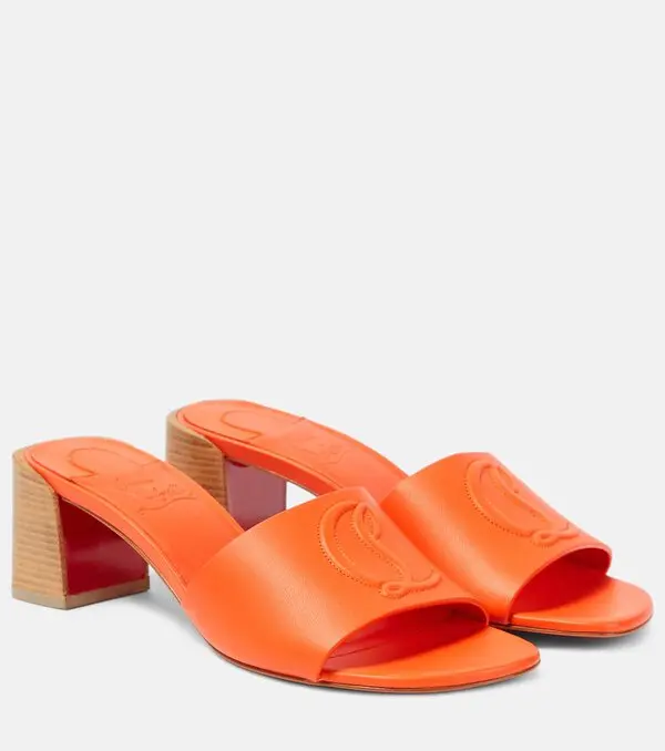CHRISTIAN LOUBOUTIN So Cl 55 Embossed Leather Mules - Orange