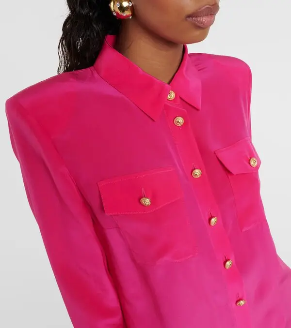 Balmain Silk Crepe De Chine Shirt - Pink