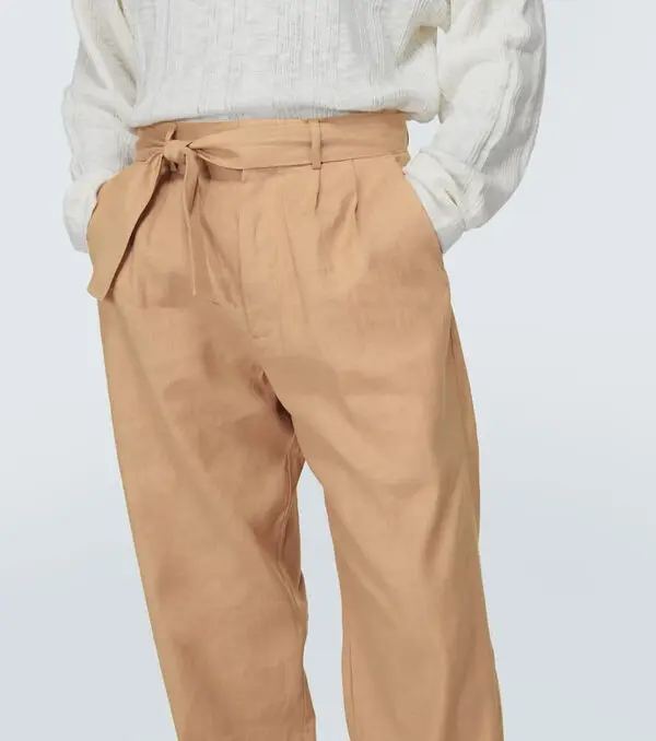 Commas High-rise Linen And Cotton Straight Pants