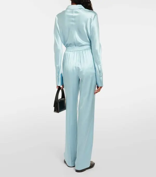 JOSEPH Tova Silk Satin Pants - Blue