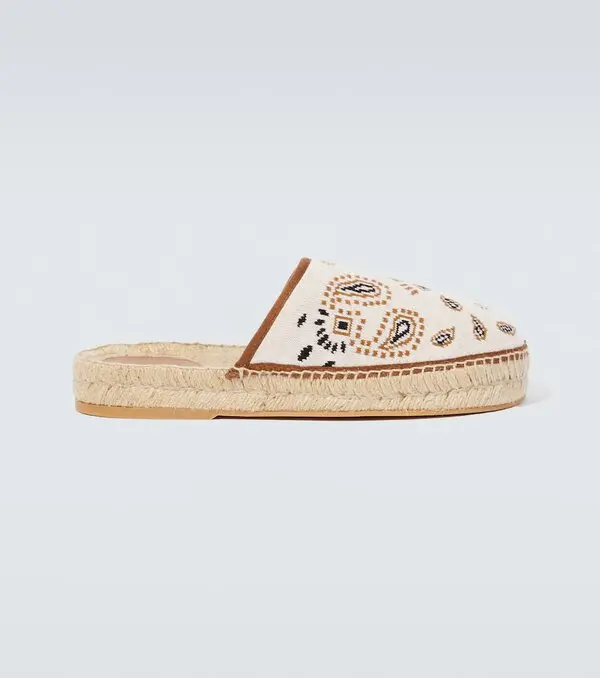 Alanui Bandana Canvas Jacquard Espadrille Slides