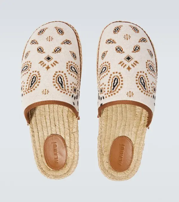 Alanui Bandana Canvas Jacquard Espadrille Slides