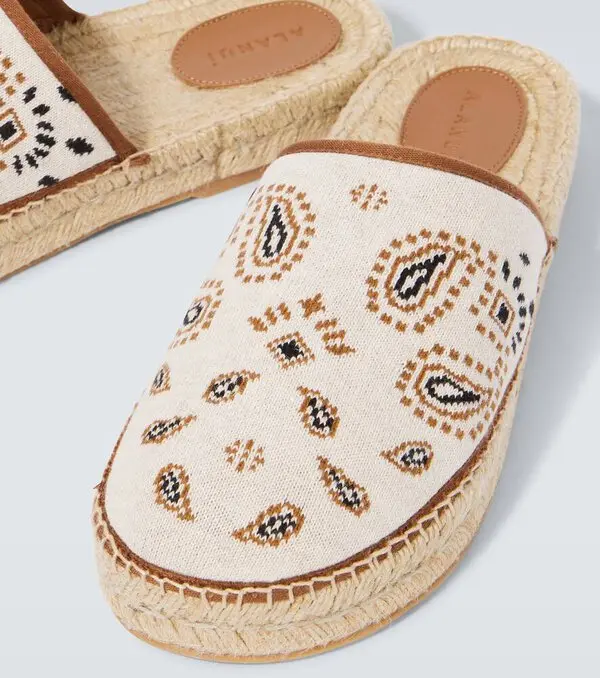 Alanui Bandana Canvas Jacquard Espadrille Slides