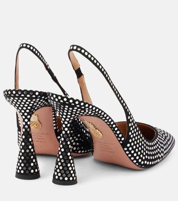AQUAZZURA Amore Embellished Leather Slingback Pumps