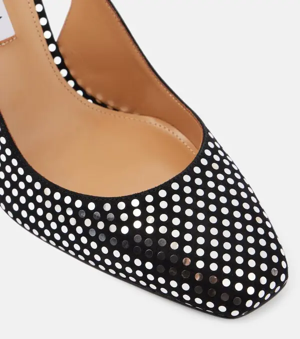 AQUAZZURA Amore Embellished Leather Slingback Pumps