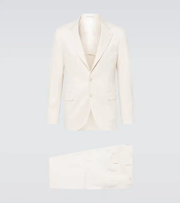 Brunello Cucinelli Cotton And Cashmere-blend Suit - Beige