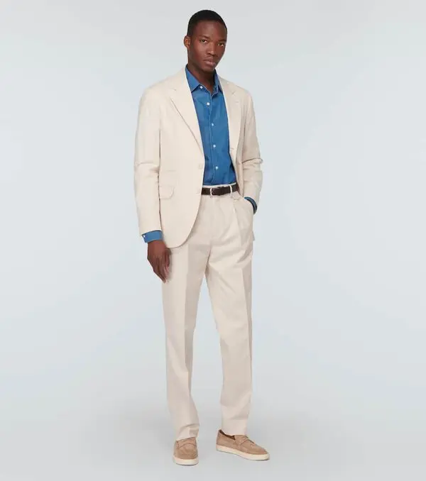 Brunello Cucinelli Cotton And Cashmere-blend Suit - Beige