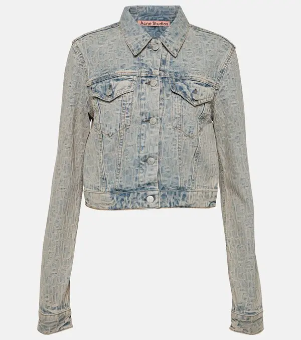 Acne Studios Cropped Jacquard Denim Jacket - Blue