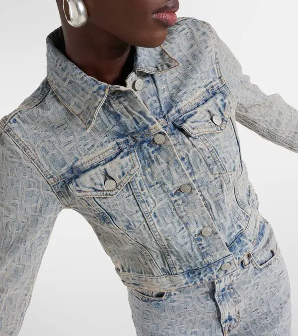 Acne Studios Cropped Jacquard Denim Jacket - Blue