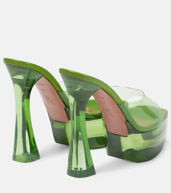 Amina Muaddi Dalida Glass Platform Mules