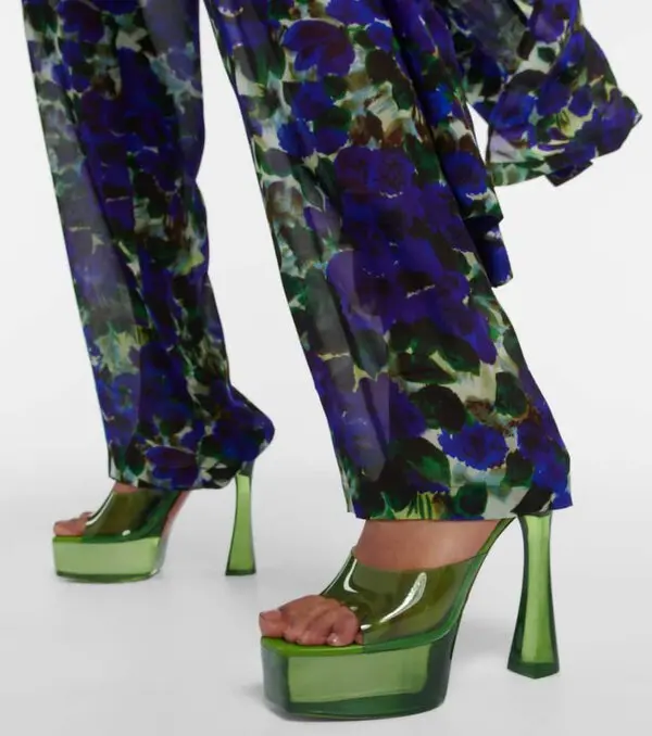 Amina Muaddi Dalida Glass Platform Mules