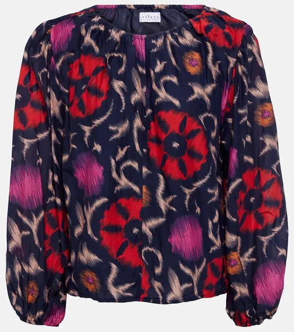 Velvet By Graham & Spencer Fraser Printed Cotton And Silk Blouse - Multicoloured