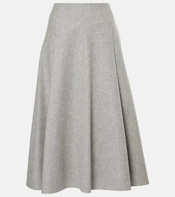 Brunello Cucinelli Wool And Cashmere Flannel Midi Skirt