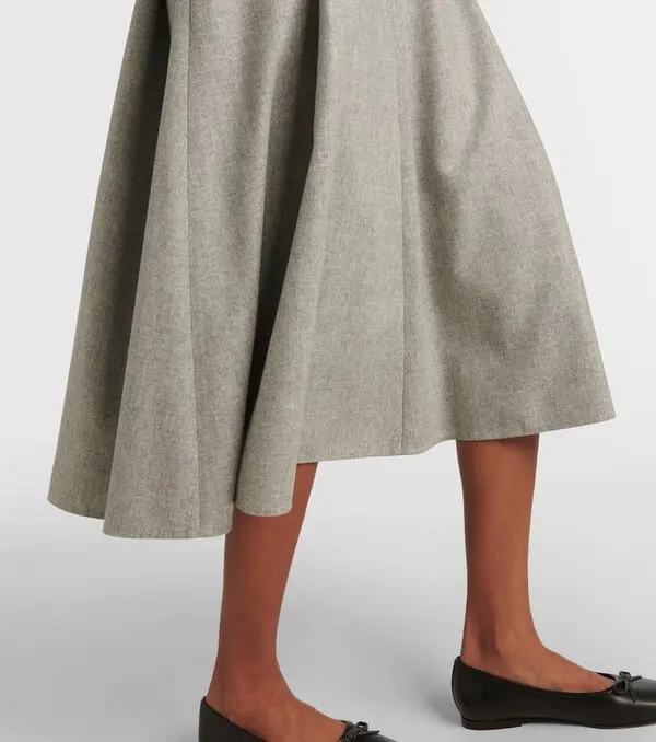 Brunello Cucinelli Wool And Cashmere Flannel Midi Skirt