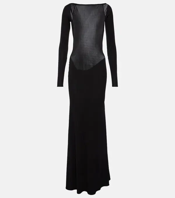 Alex Perry Open-back Jersey Gown - Black