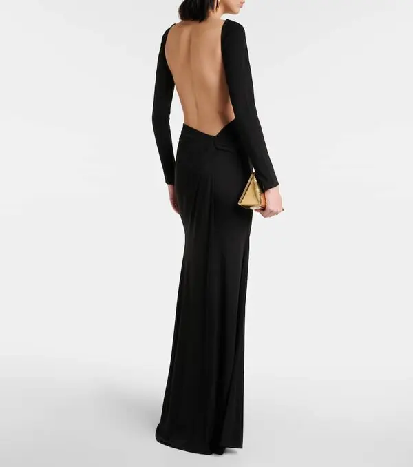 Alex Perry Open-back Jersey Gown - Black