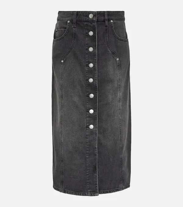 MARANT ETOILE Vandy Denim Midi Skirt - Black