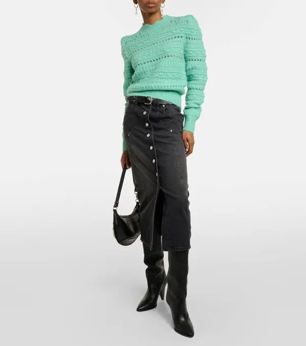 MARANT ETOILE Vandy Denim Midi Skirt - Black