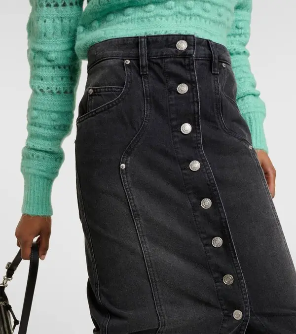 MARANT ETOILE Vandy Denim Midi Skirt - Black