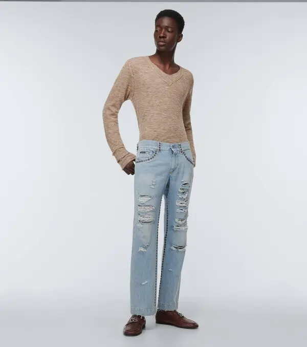 Dolce & Gabbana Distressed Mid-rise Jeans