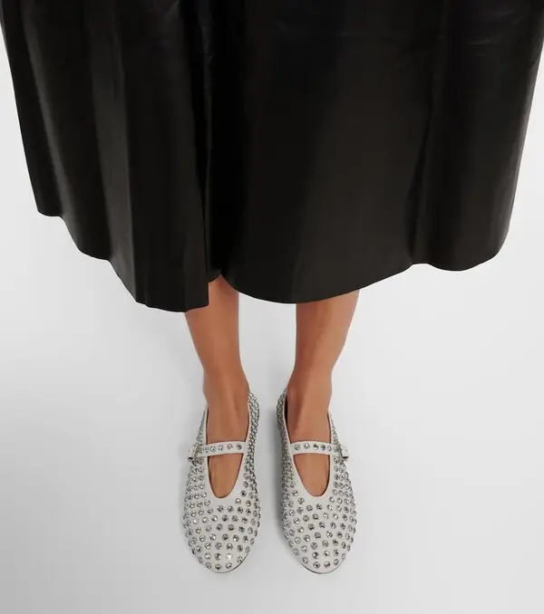 Alaïa Crystal-embellished Ballet Flats - White