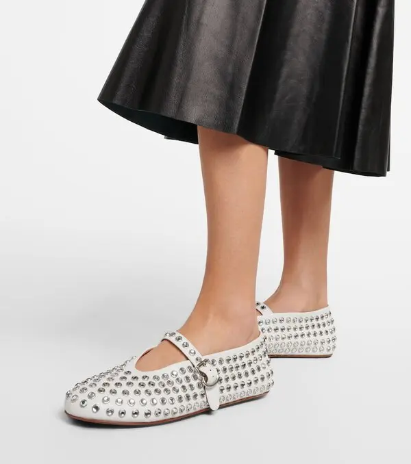 Alaïa Crystal-embellished Ballet Flats - White