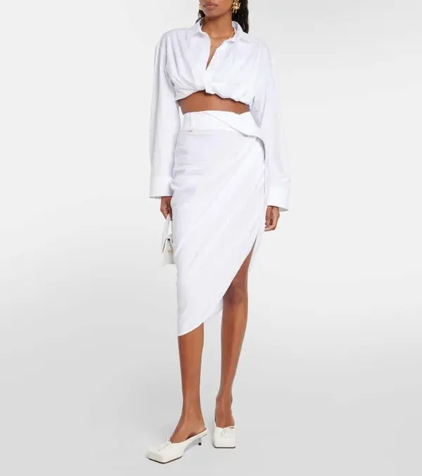 Jacquemus La Jupe Saudade Draped Midi Skirt