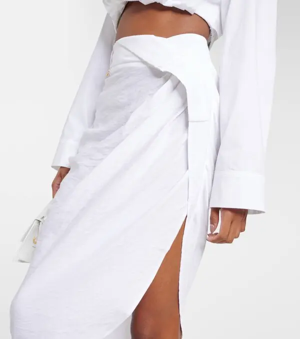 Jacquemus La Jupe Saudade Draped Midi Skirt