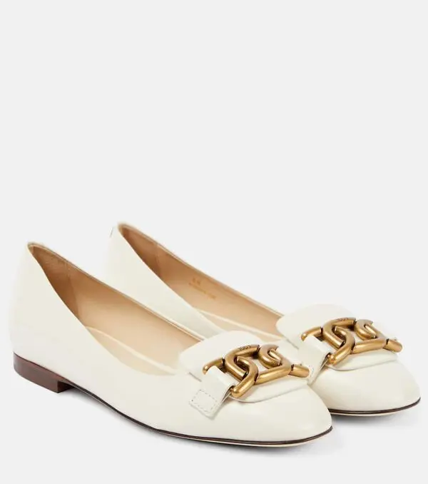 TOD'S Kate Leather Ballet Flats - White
