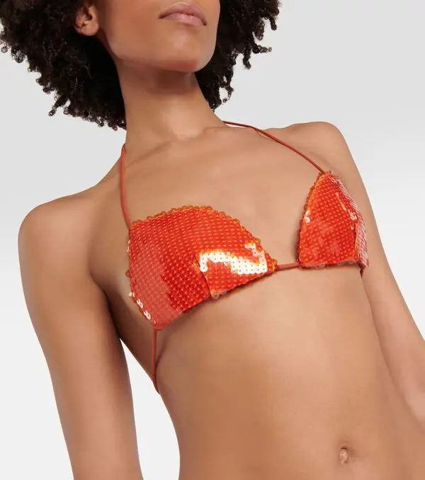 LAQUAN SMITH Halterneck Sequined Bra Top