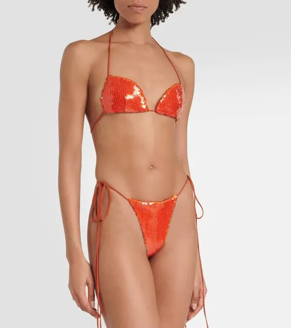 LAQUAN SMITH Halterneck Sequined Bra Top