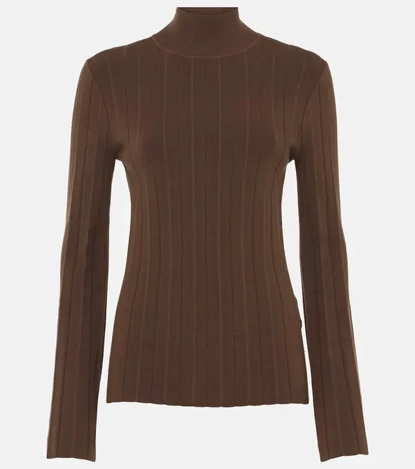 JOSEPH Silk-blend Plissé Turtleneck Sweater