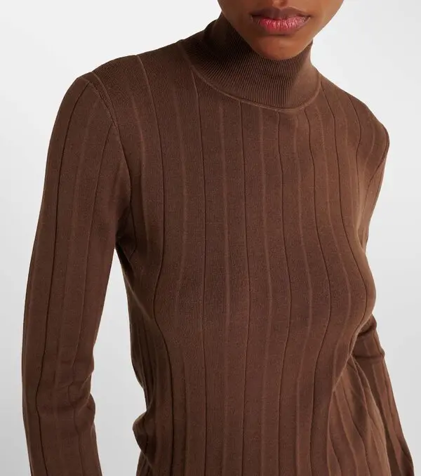 JOSEPH Silk-blend Plissé Turtleneck Sweater