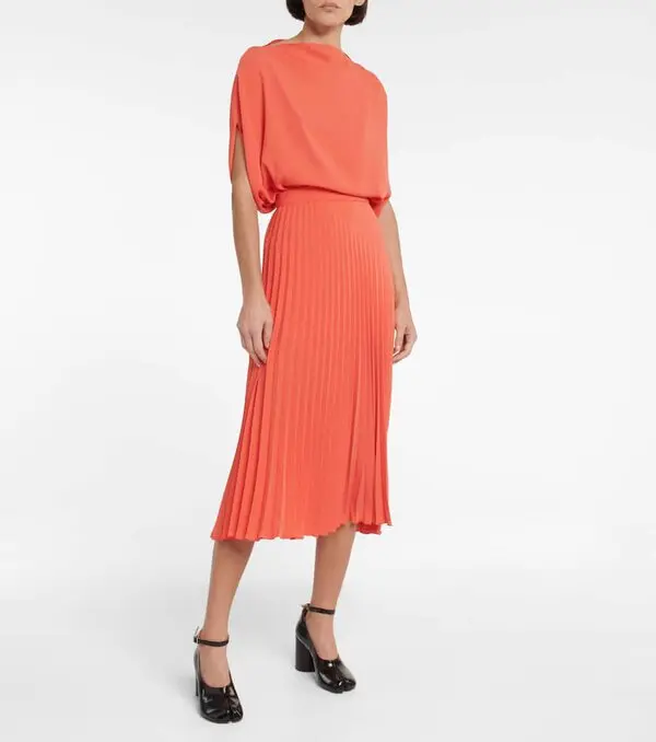 MAISON MARGIELA Pleated Crepe Midi Skirt - Red