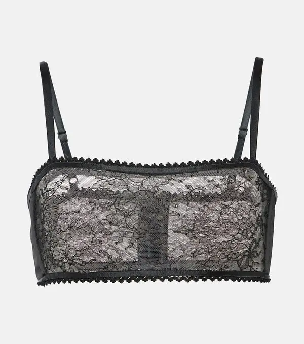 Wardrobe.NYC Floral Lace Bralette - Black