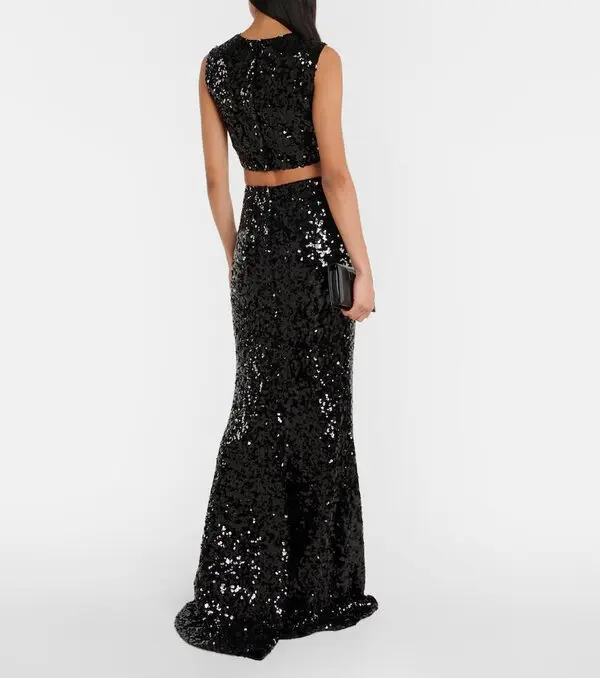 Dolce & Gabbana Sequined Maxi Skirt - Black