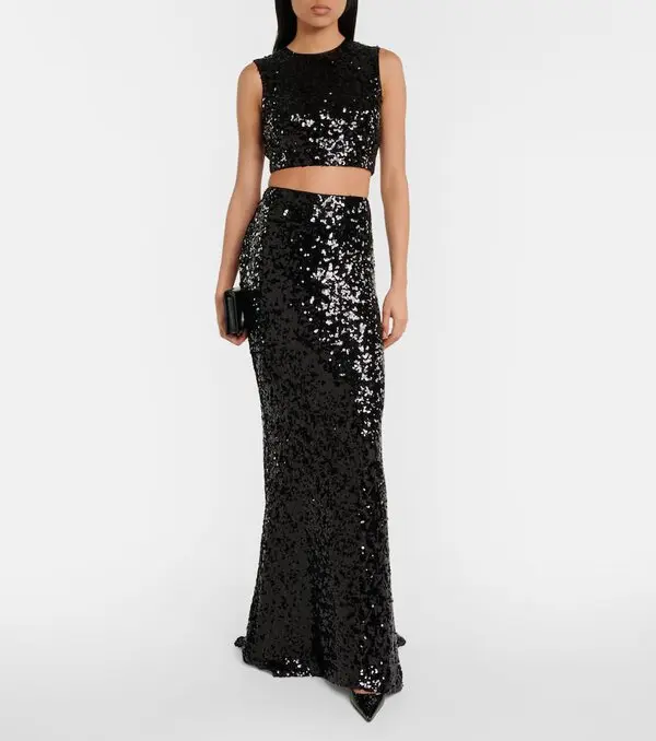 Dolce & Gabbana Sequined Maxi Skirt - Black