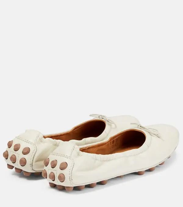 TOD'S Leather Ballet Flats - White