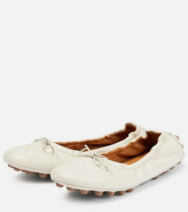 TOD'S Leather Ballet Flats - White