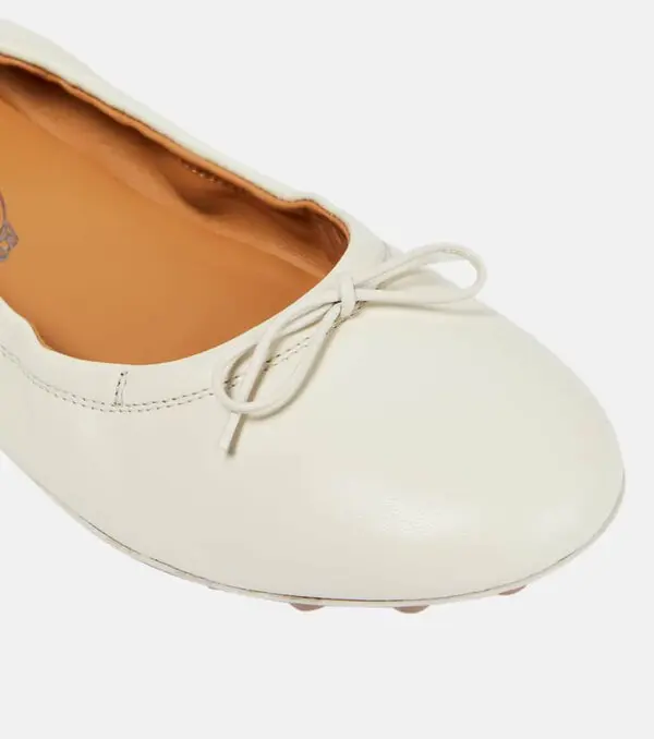 TOD'S Leather Ballet Flats - White