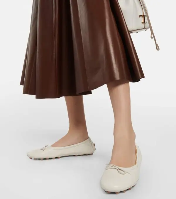 TOD'S Leather Ballet Flats - White