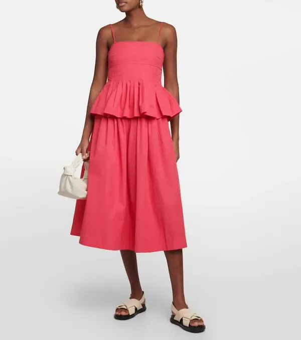 Co Pleated Cotton Midi Dress