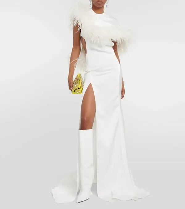 Attico Feather-trimmed Gown